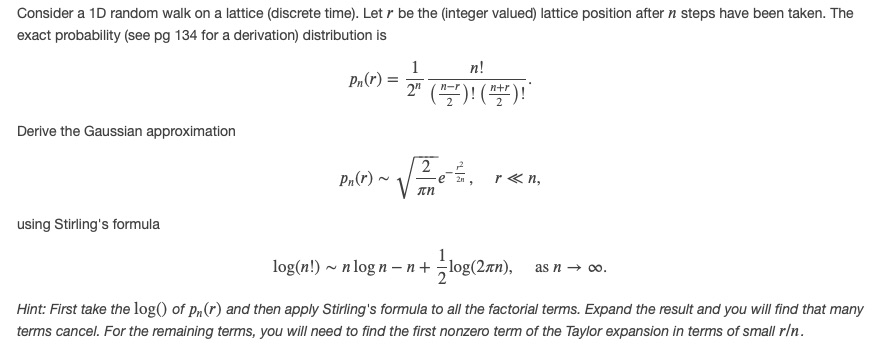 Solved Consider a 1D random walk on a lattice (discrete | Chegg.com