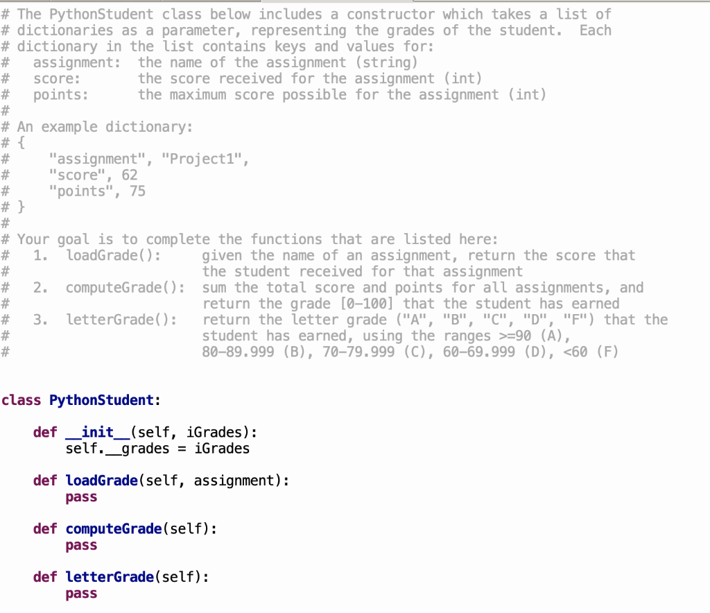 Solved The PythonStudent Class Below Includes A Chegg