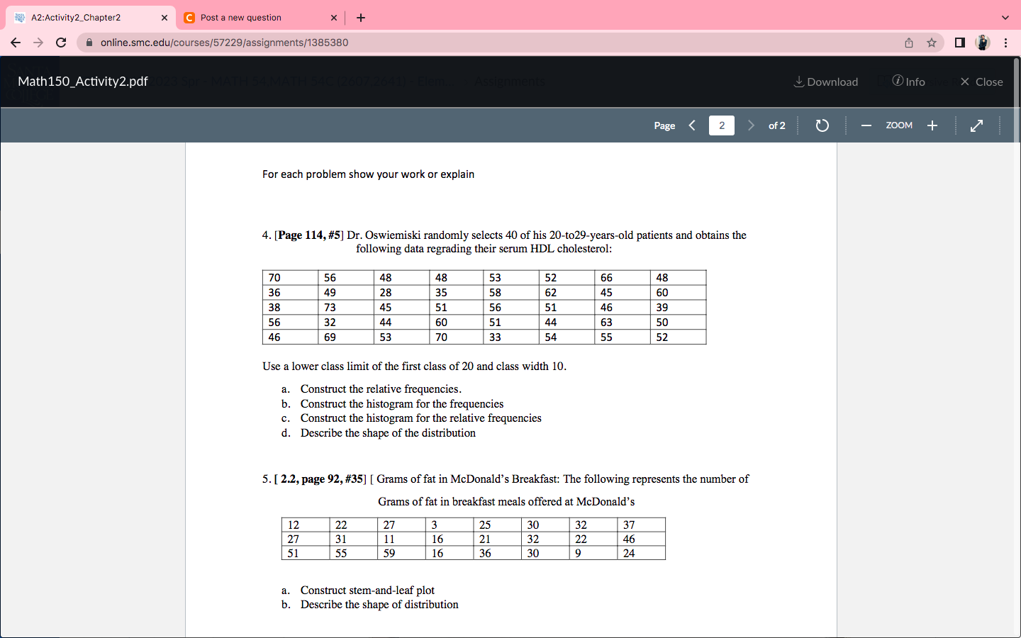 Solved For each problem show your work or explain 4. [Page | Chegg.com