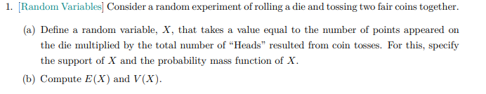 Solved 1. [Random Variables] ﻿Consider a random experiment | Chegg.com