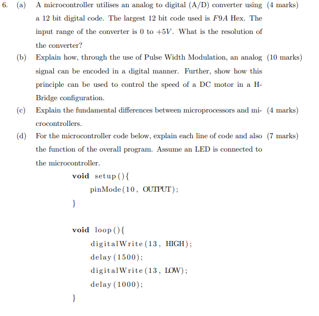 Solved 6. (a) A microcontroller utilises an analog to | Chegg.com