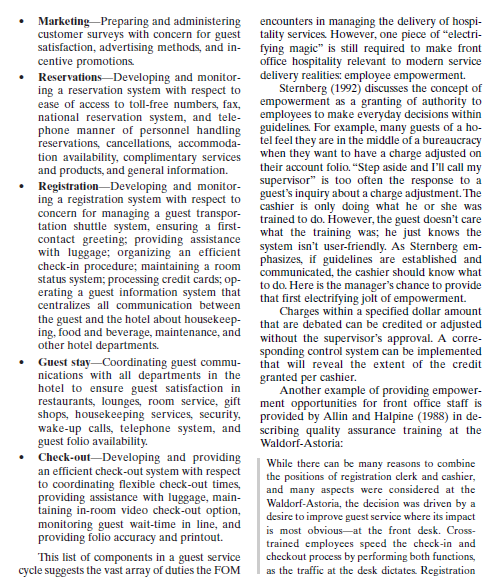 Solved 14.2 THE ELECTRIFYING JOB OF THE FRONT OFFICE MANAGER | Chegg.com