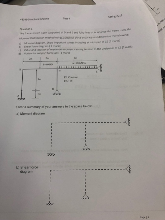 Solved 48349 Structural Analysis Test 4 Spring 2018 Question | Chegg.com