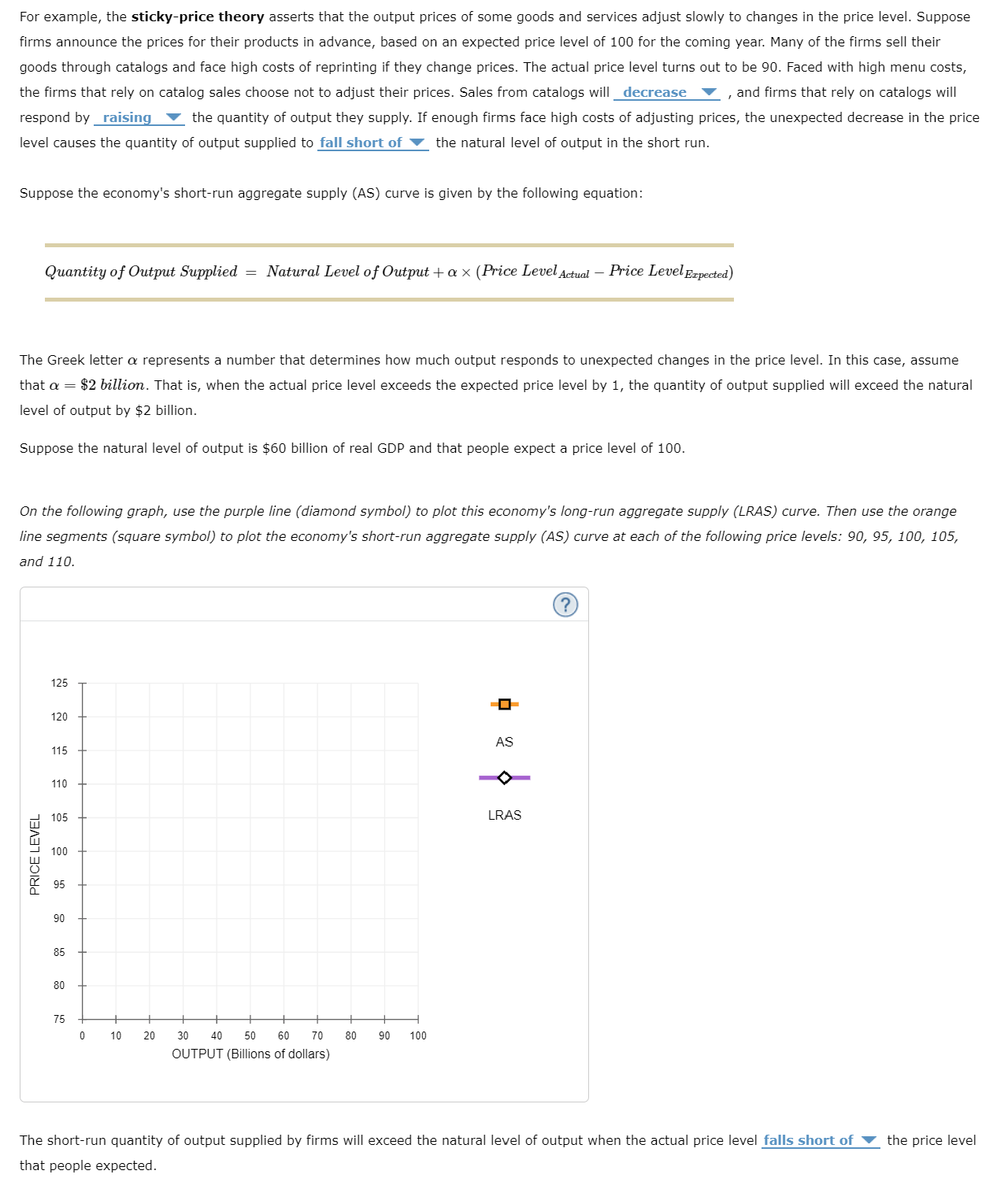 For example, the sticky-price theory asserts that the | Chegg.com