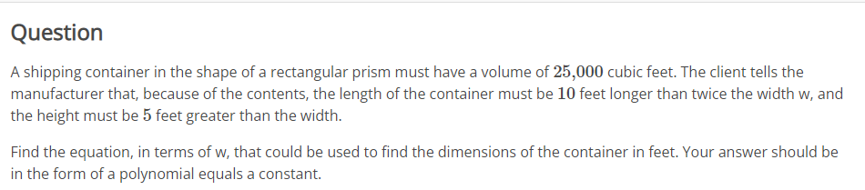 Solved Question A shipping container in the shape of a | Chegg.com
