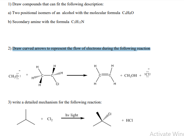 Solved 1) Draw compounds that can fit the following | Chegg.com