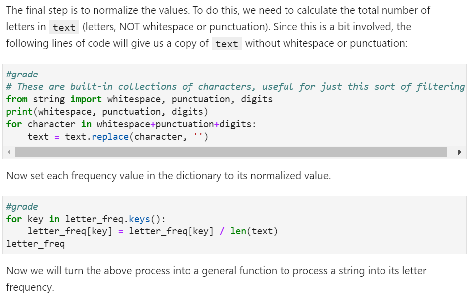 Solved 1. Calculate the normalized letter frequencies. In | Chegg.com