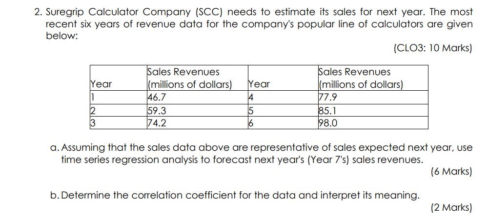 Solved 2. Suregrip Calculator Company (SCC) needs to | Chegg.com
