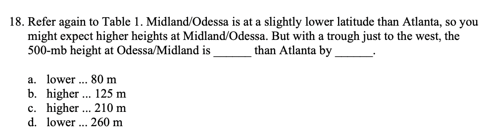 Solved 5. Using the 500−mb station values from Table 1 , as | Chegg.com