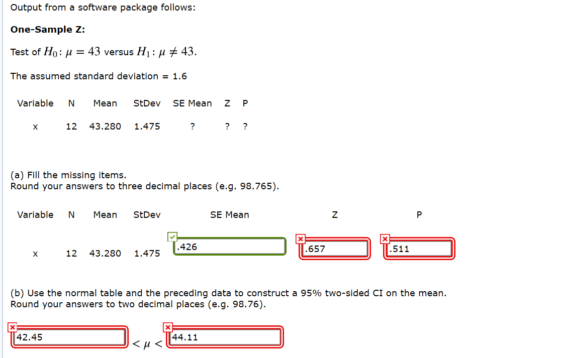 Solved Output from a software package follows: One-Sample Z: | Chegg.com