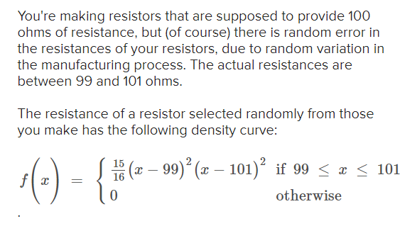 Solved a. Calculate the probability that the resistance of a | Chegg.com