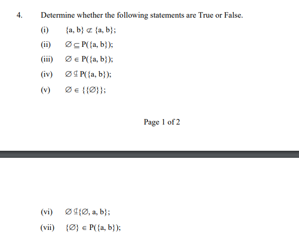 Solved Determine whether the following statements are True | Chegg.com