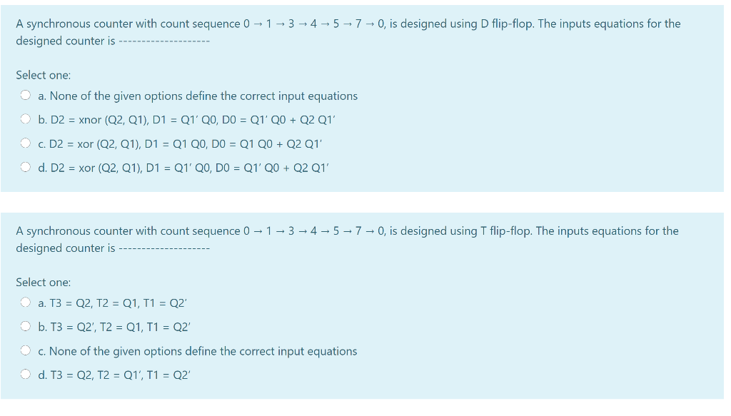 Solved A synchronous counter with count sequence 0 -1 | Chegg.com