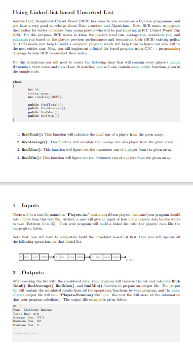 Solved Using Linked-list based Unsorted List Assume that, | Chegg.com
