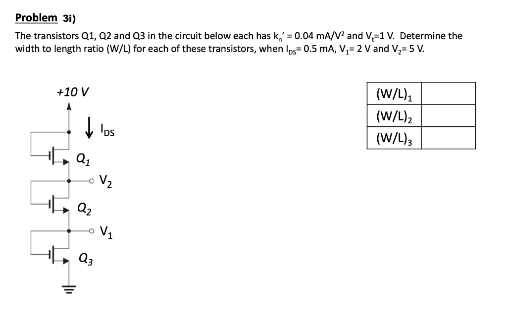 Solved Problem 3i) The transistors Q1, Q2 and Q3 in the | Chegg.com