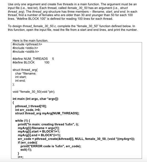 Use only one argument and create five threads in a | Chegg.com