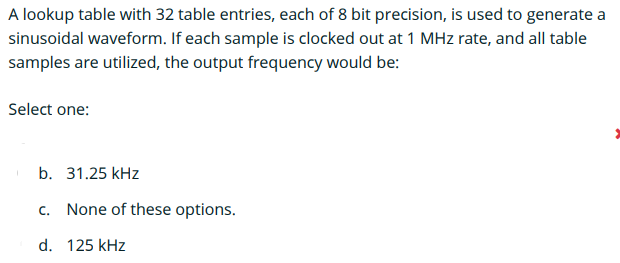 Solved A lookup table with 32 table entries, each of 8 bit | Chegg.com