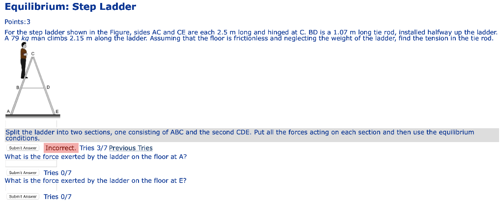 Solved Equilibrium: Step Ladder Points:3 For the step ladder | Chegg.com