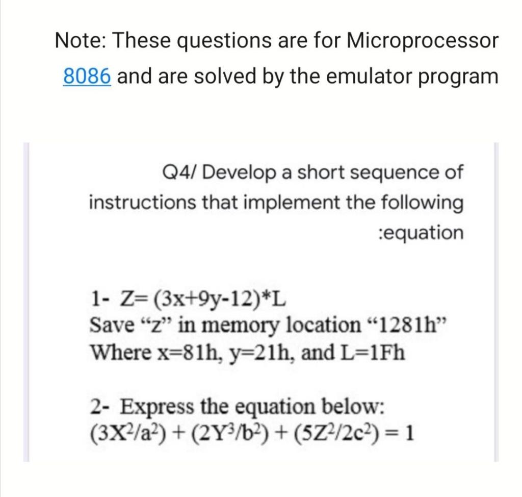 Solved Note: These questions are for Microprocessor 8086 and | Chegg.com