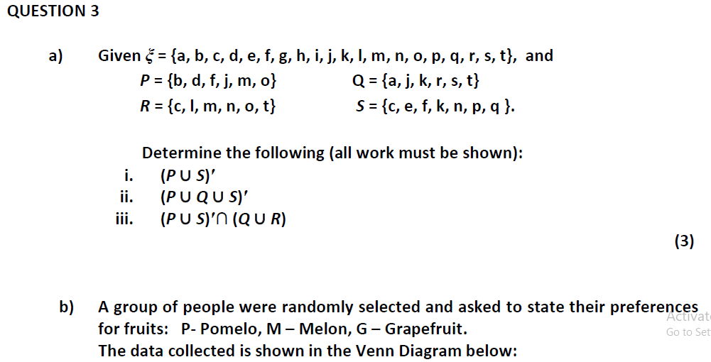 Solved Given ξ={a,b,c,d,e,f,g,h,i,j,k,l,m,n,o,p,q,r,s,t}, | Chegg.com