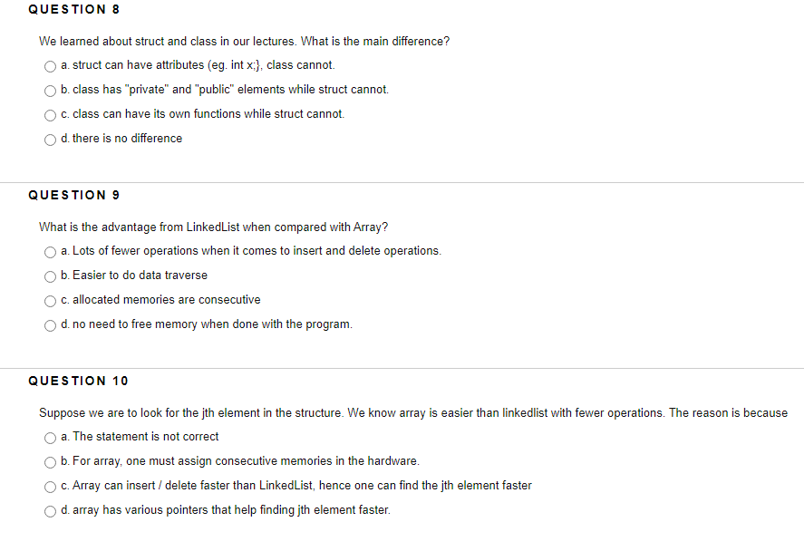 Solved QUESTION 8 We learned about struct and class in our | Chegg.com