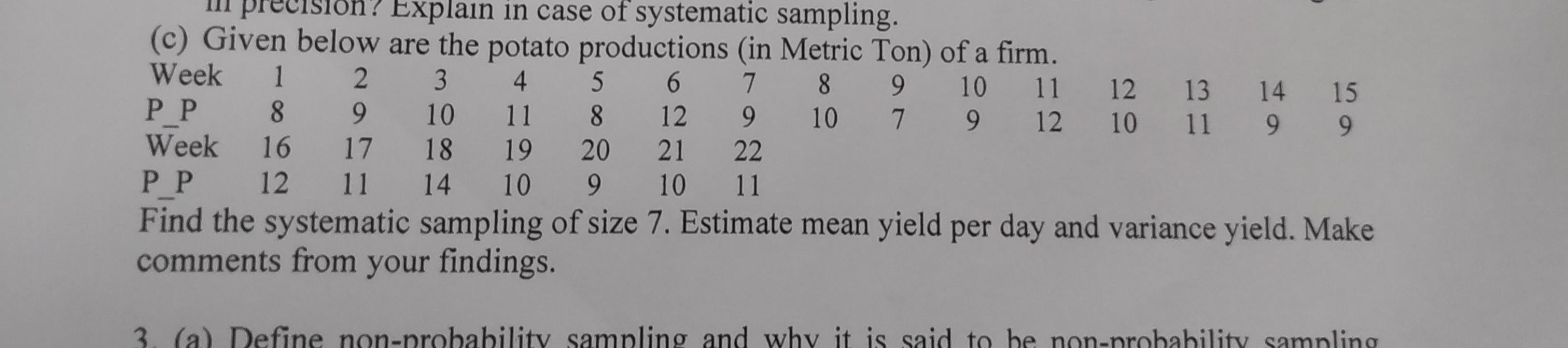 Solved Find the systematic sampling of size 7. Estimate mean | Chegg.com