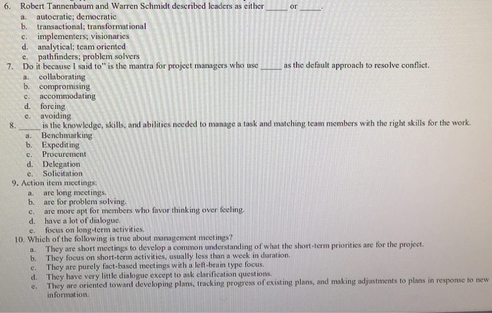 Solved 6. Robert Tannenbaum and Warren Schmidt described | Chegg.com