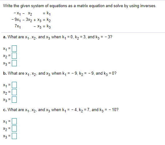 Solved Write the given system of equations as a matrix | Chegg.com