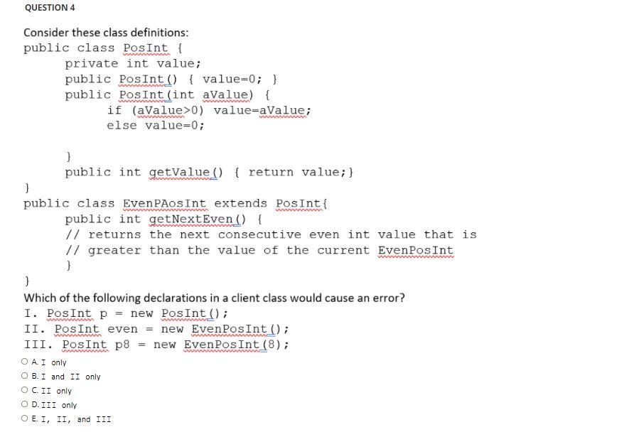 Solved QUESTION 4 Consider these class definitions: public | Chegg.com