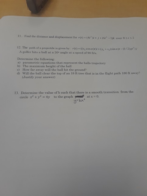 Solved 11.. Find the distance and displacement for r() | Chegg.com
