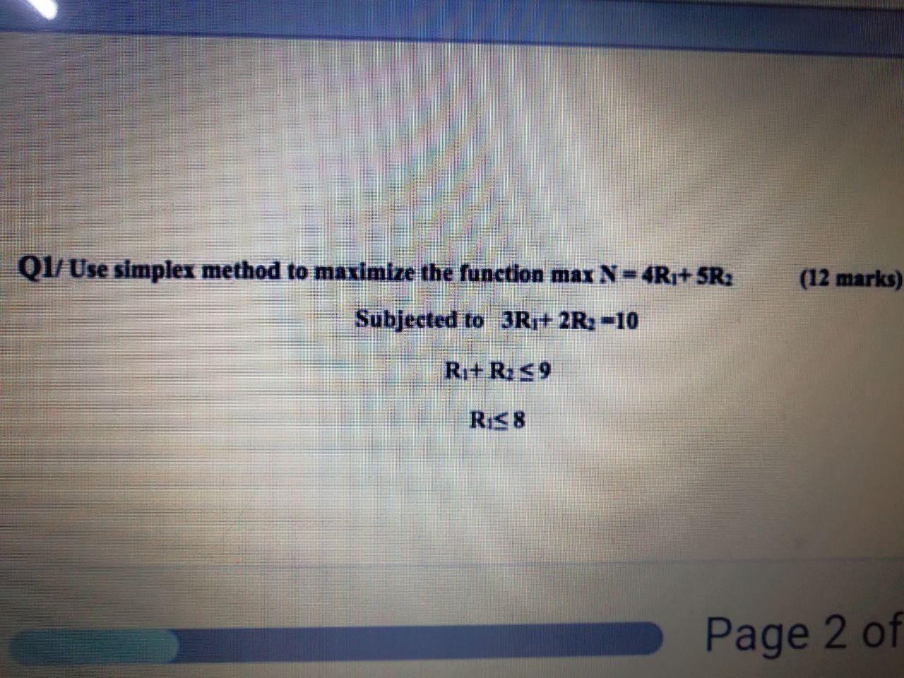 Solved (12 marks) Q1/Use simplex method to maximize the | Chegg.com