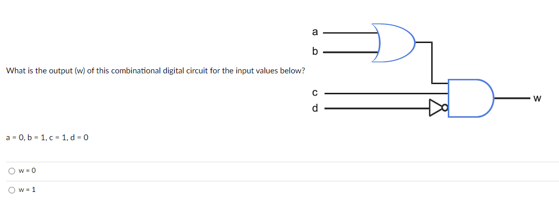 Solved What is the output (w) ﻿of this combinational digital | Chegg.com