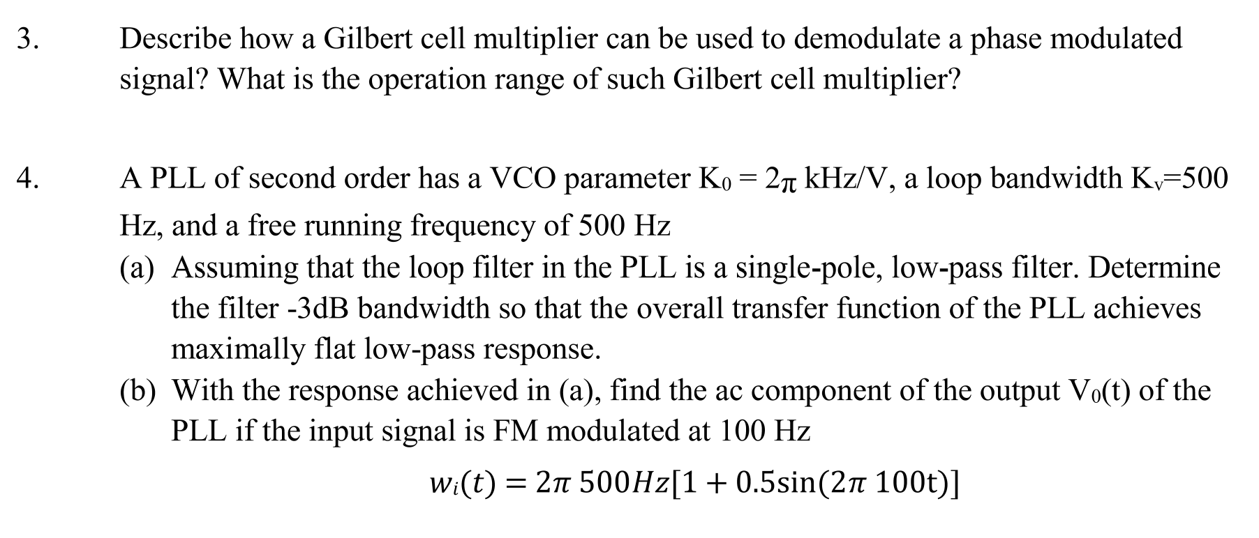 Solved 3 . Describe how a Gilbert cell multiplier can be | Chegg.com