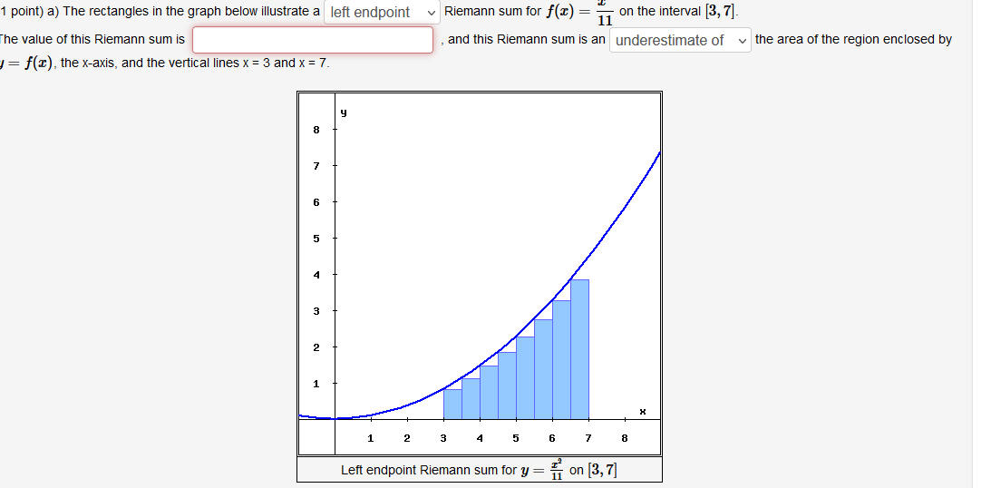 Solved 1 ﻿point) ﻿a) ﻿The rectangles in the graph below | Chegg.com