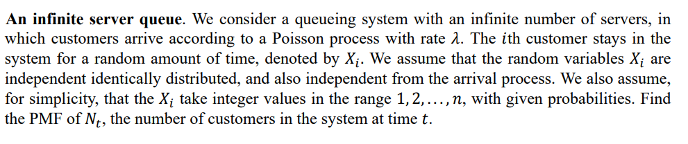 An infinite server queue. We consider a queueing | Chegg.com