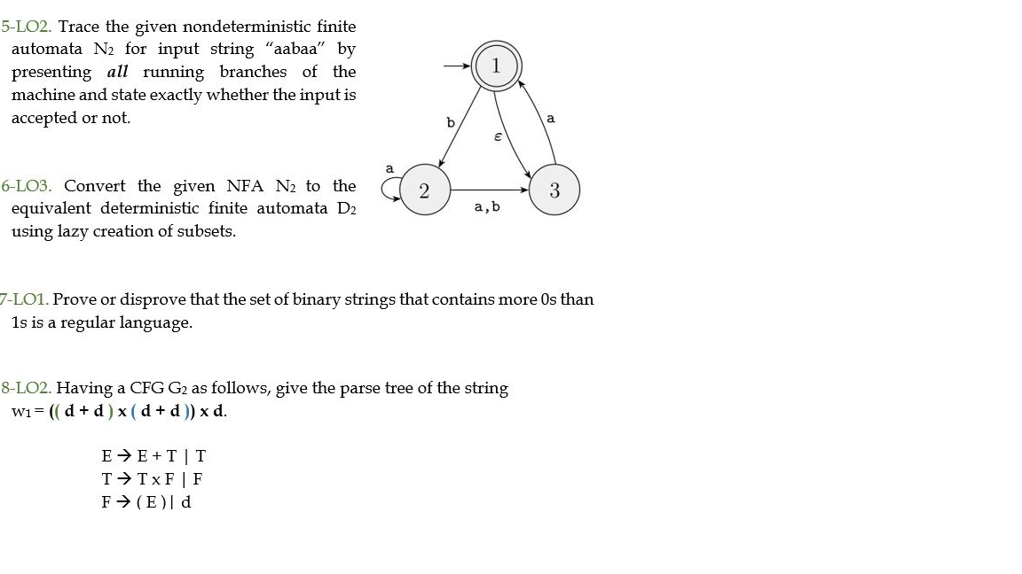 5-LO2. Trace the given nondeterministic finite | Chegg.com