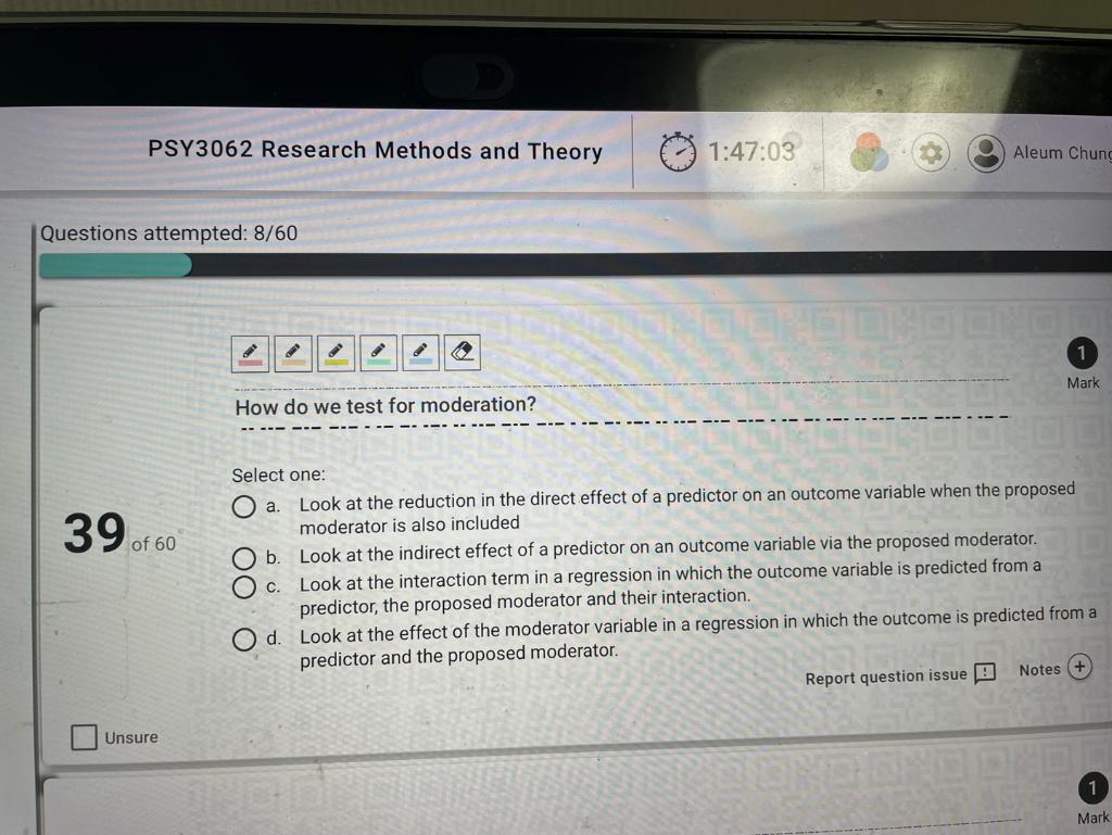 Solved PSY3062 Research Methods and Theory 1:47:03 Aleum | Chegg.com