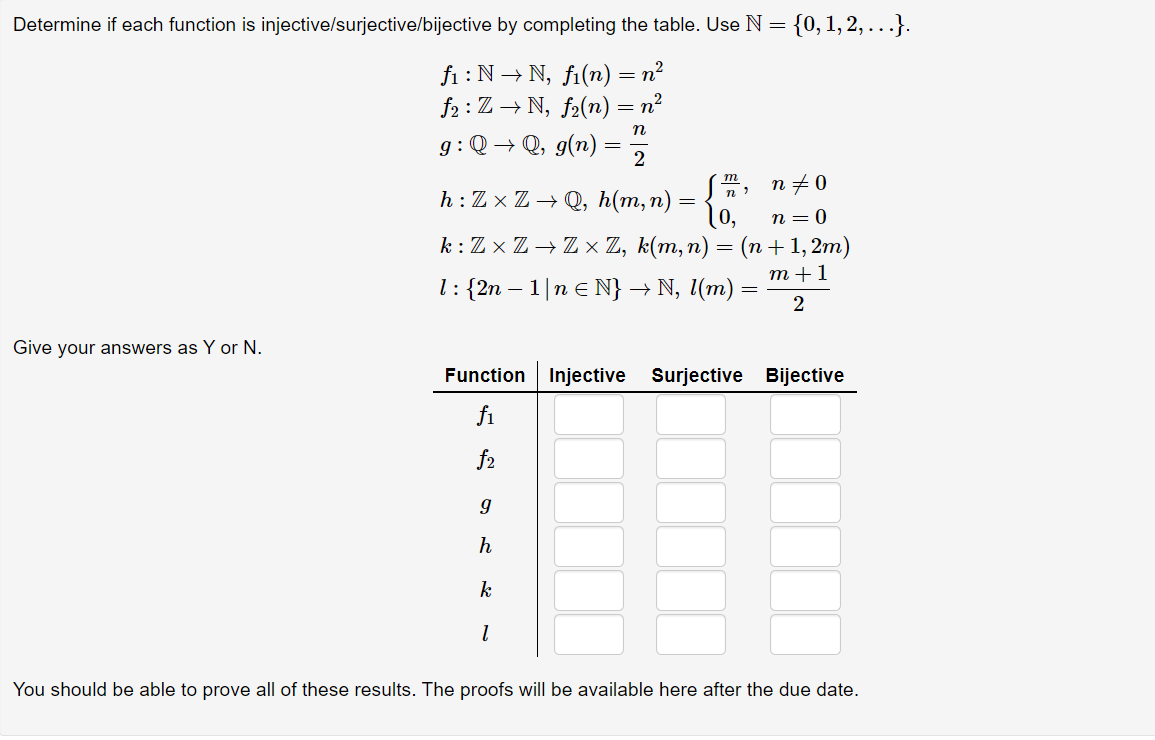 Solved Determine if each function is | Chegg.com