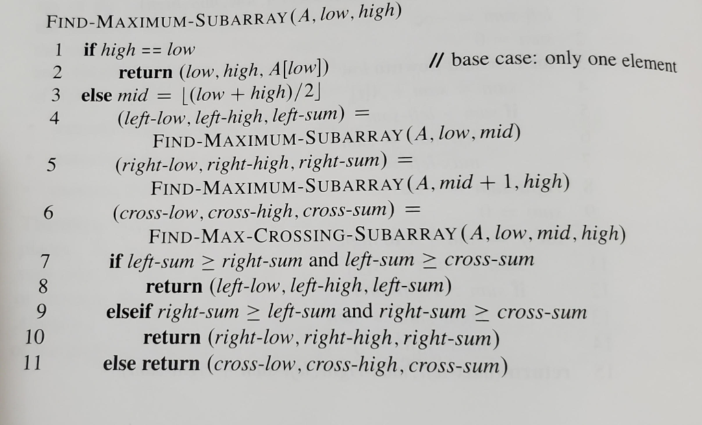 Solved 1. In the maximum subarray problem, where the input | Chegg.com
