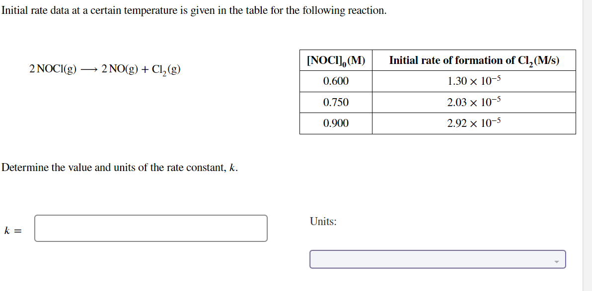 Solved Initial rate data at a certain temperature is given | Chegg.com