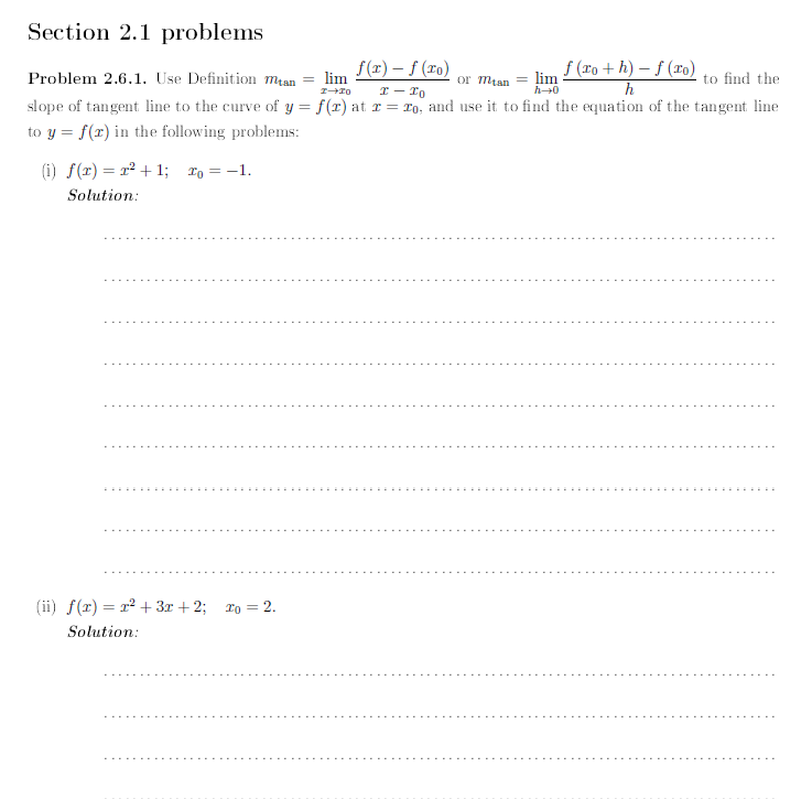 Solved Section 2.1 problems Problem 2.6.1. Use Definition | Chegg.com