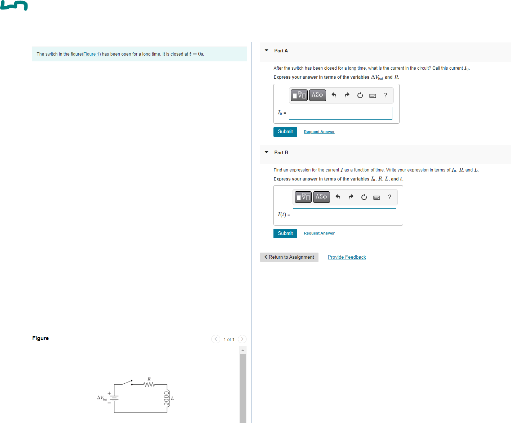 Solved The switch in the figure(Figure 1) has been open for | Chegg.com