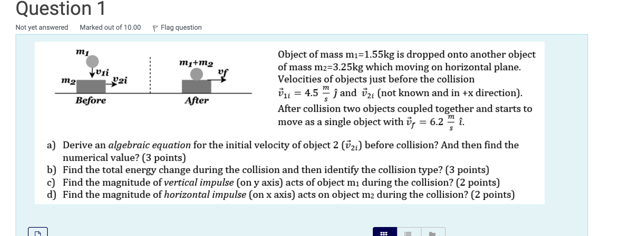 Solved Object of mass m1=1.55 kg is dropped onto another | Chegg.com