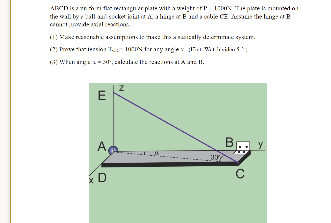 Solved ABCD is a uniform flat rectangular plate with a | Chegg.com
