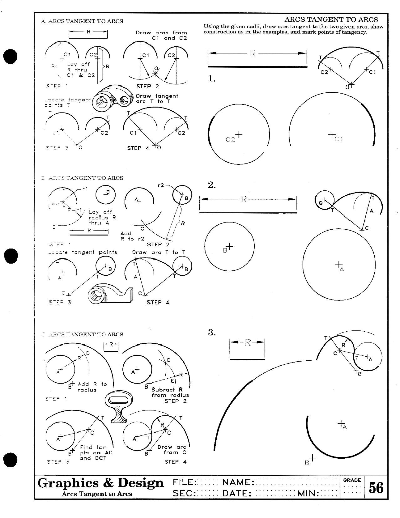 Using the given radii, draw arcs tangent to the two | Chegg.com