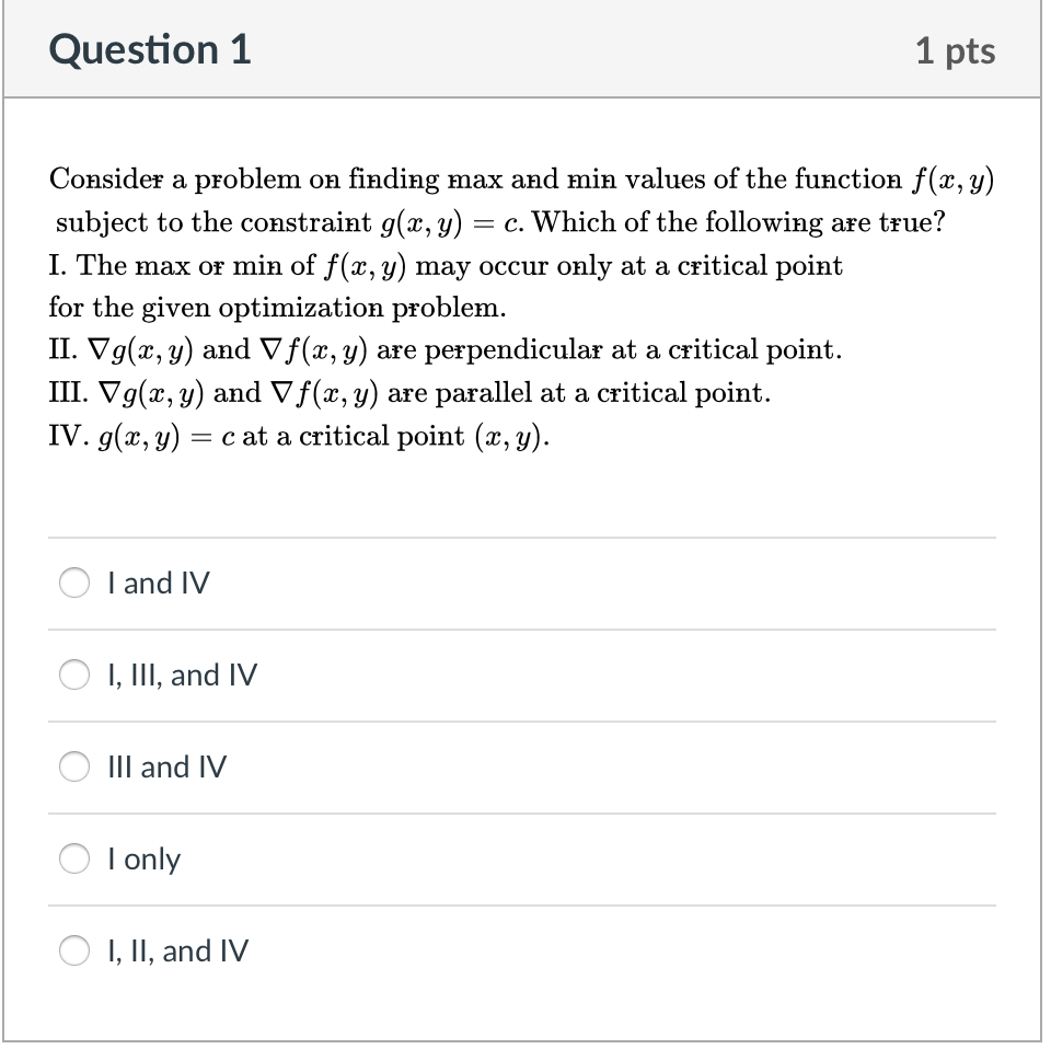 Solved Question 1 1 pts Consider a problem on finding max | Chegg.com
