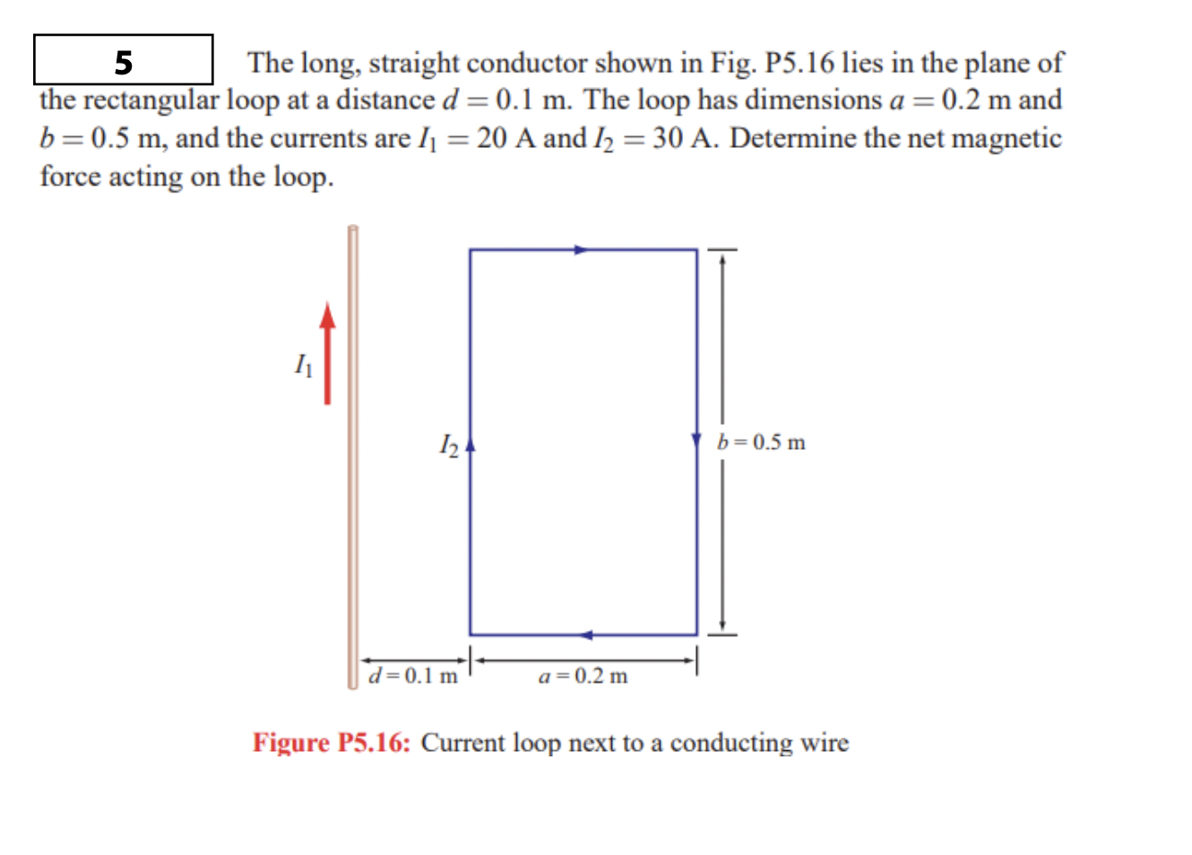Solved The long, straight conductor shown in Fig. P5.16 lies | Chegg.com