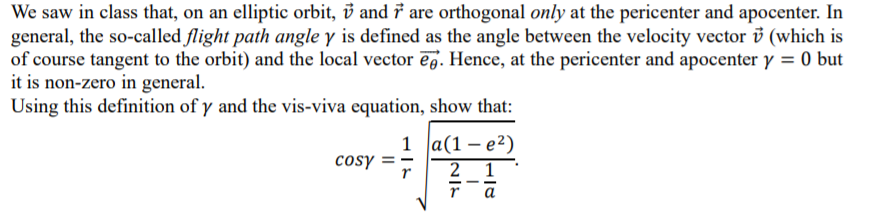 We saw in class that, on an elliptic orbit, ở and † | Chegg.com