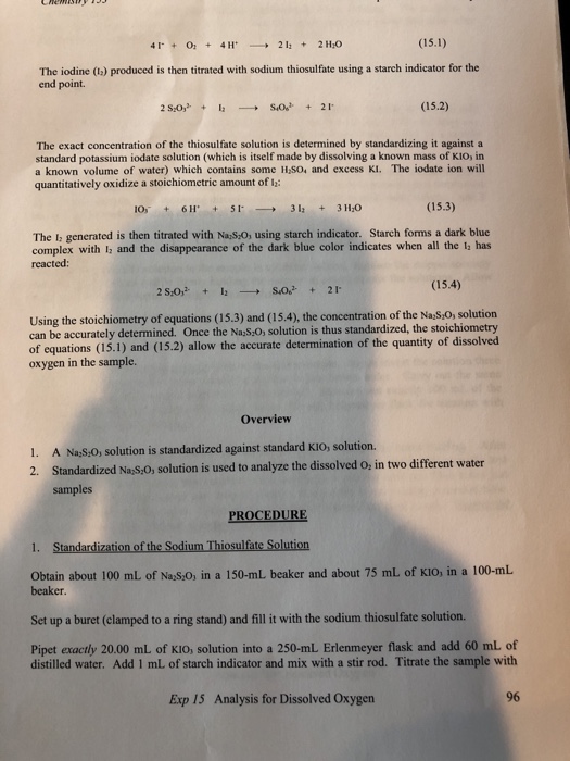 Solved Analysis for Dissolved Oxygen DATA AND REPORT SHEET | Chegg.com