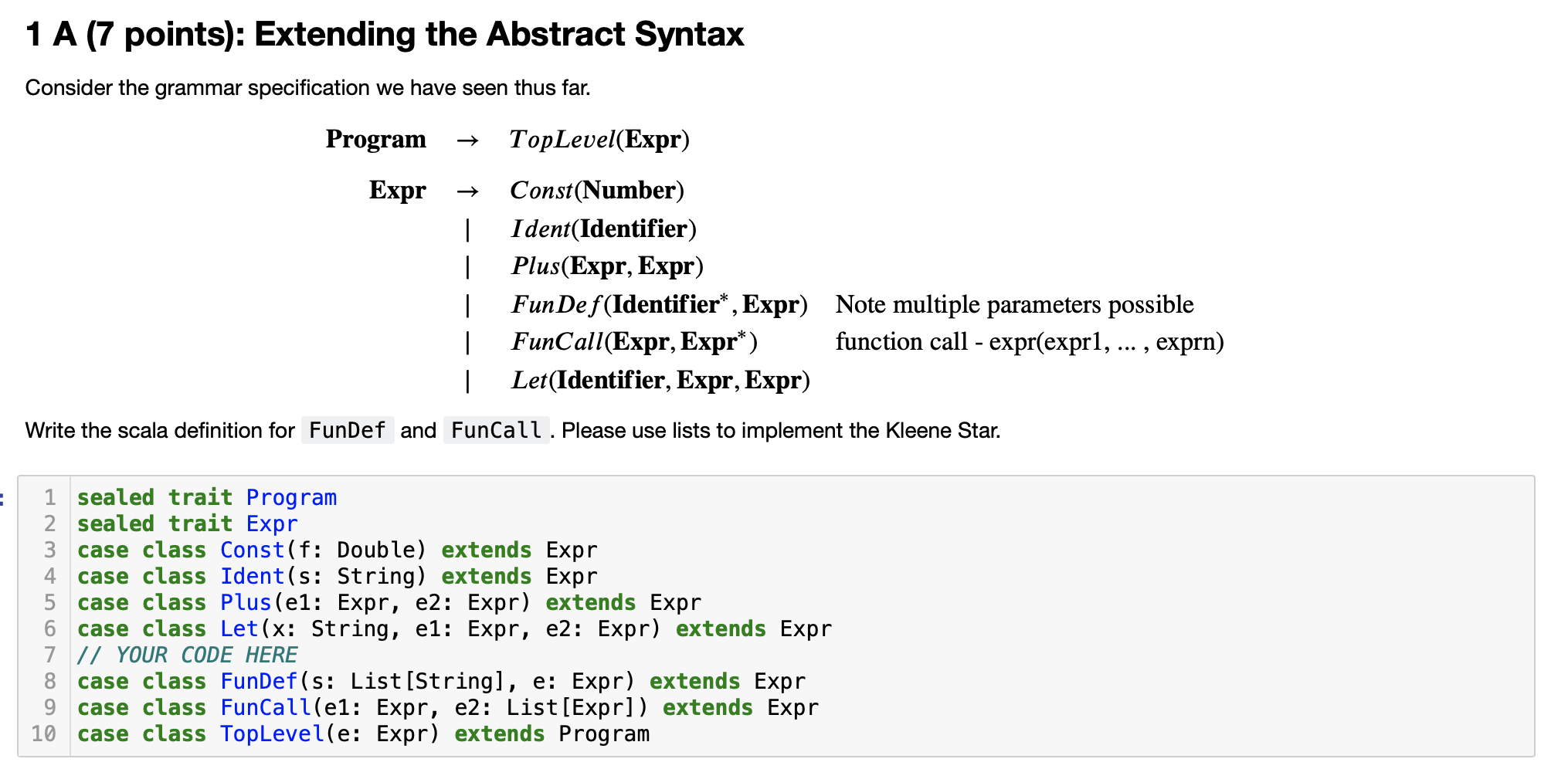 Need help with part 1C, in function funCall. I have | Chegg.com